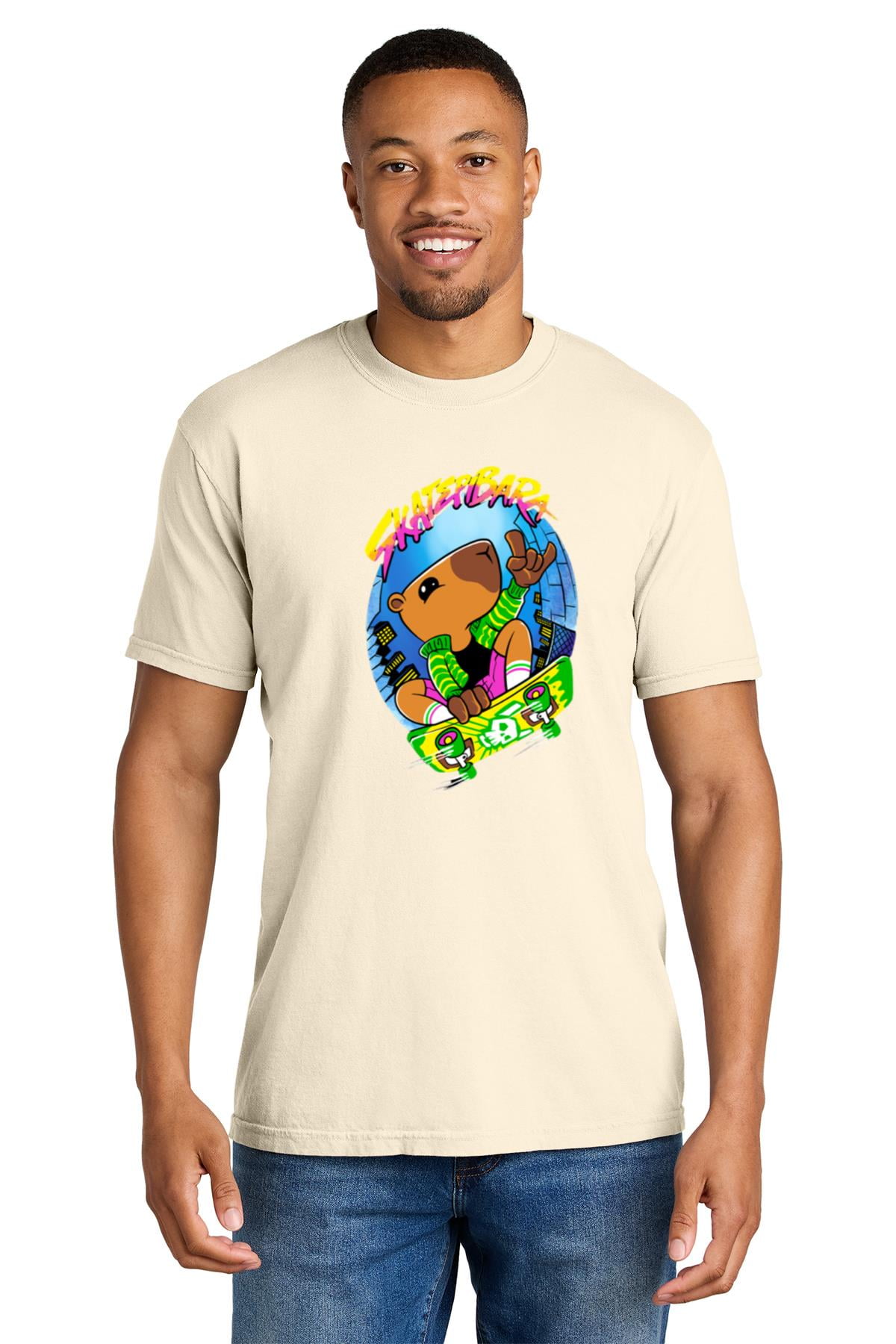 Chill Skater Capy Skatepibara Kawaii Rolling Style Comfort Color T ...