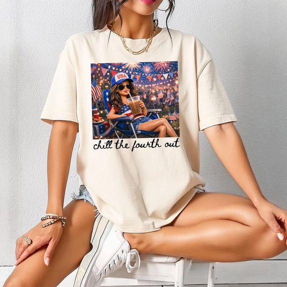 Chill The Fourth Out Doll Face T-Shirt, Funny 4th Of July Tshirt, USA ...