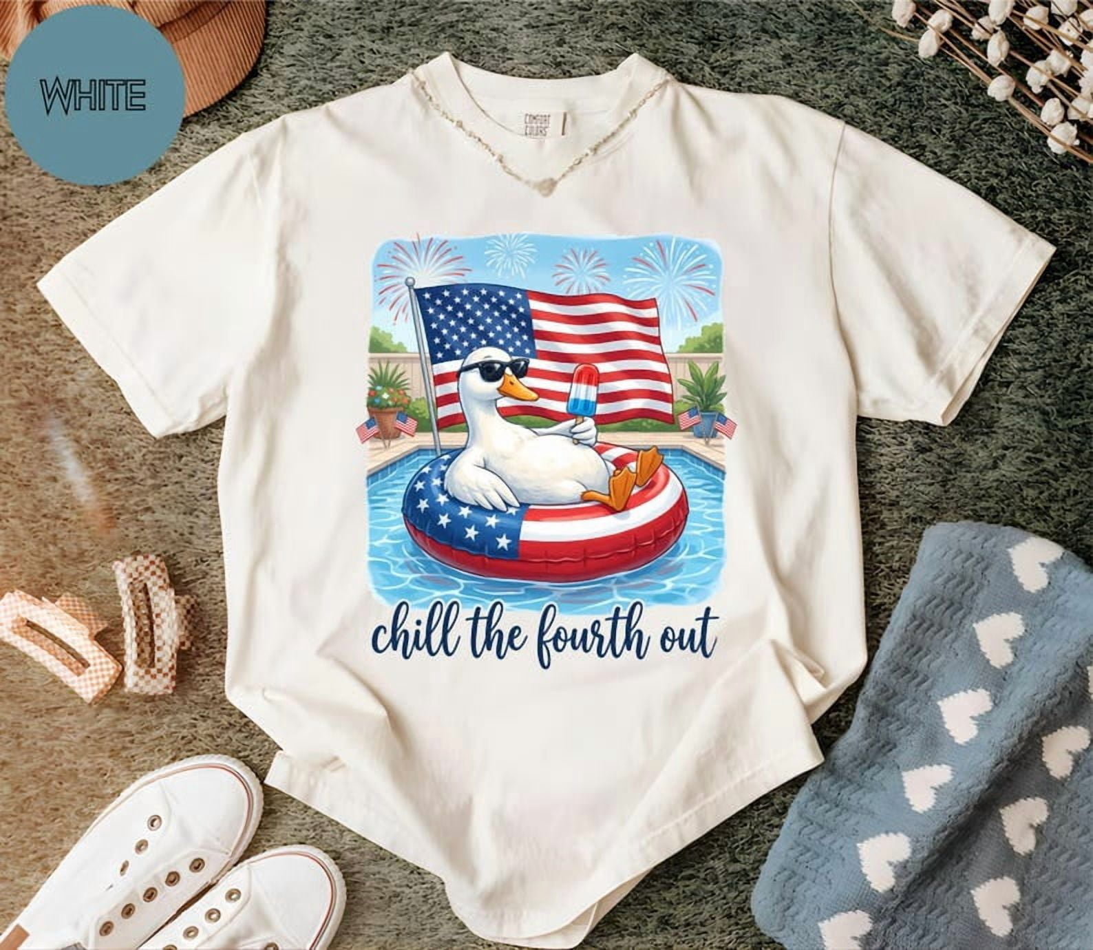 Chill The Fourth Out Shirt, 4th of July Duck Shirt, Patriotic Pool Tee ...