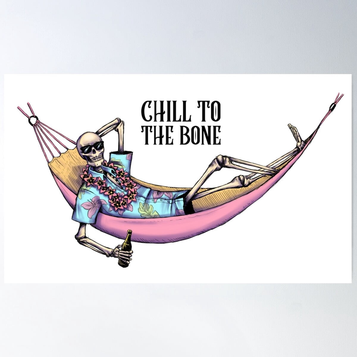 Chill To The Bone - Chilling Skeleton In Hawaiian Shirt Poster Wall Art ...