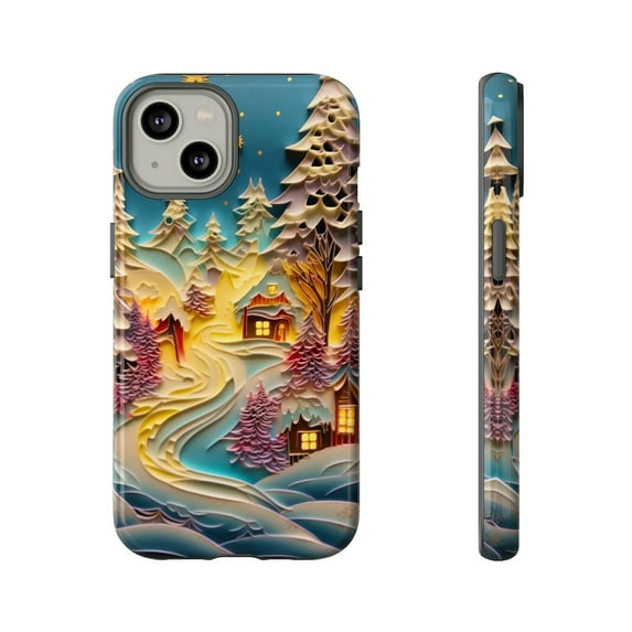 Chill Vibes Cabin Winter Cottagecore Art iPhone Case 17 through 11 Pro ...