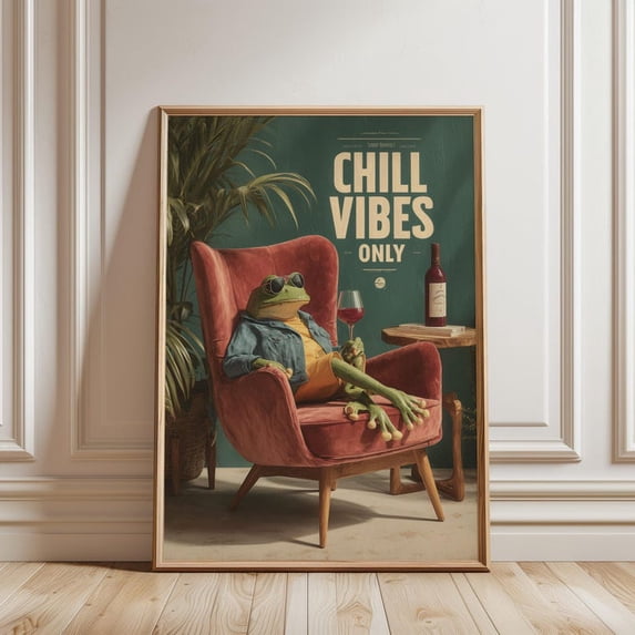 Chill Vibes Only Frog Poster Mid Century Living Room Wall Art 8x12 ...