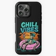 Chill Vibes Skeleton Pool Sunset Art iPhone Case 17 16 15 14 13 12 11 ...