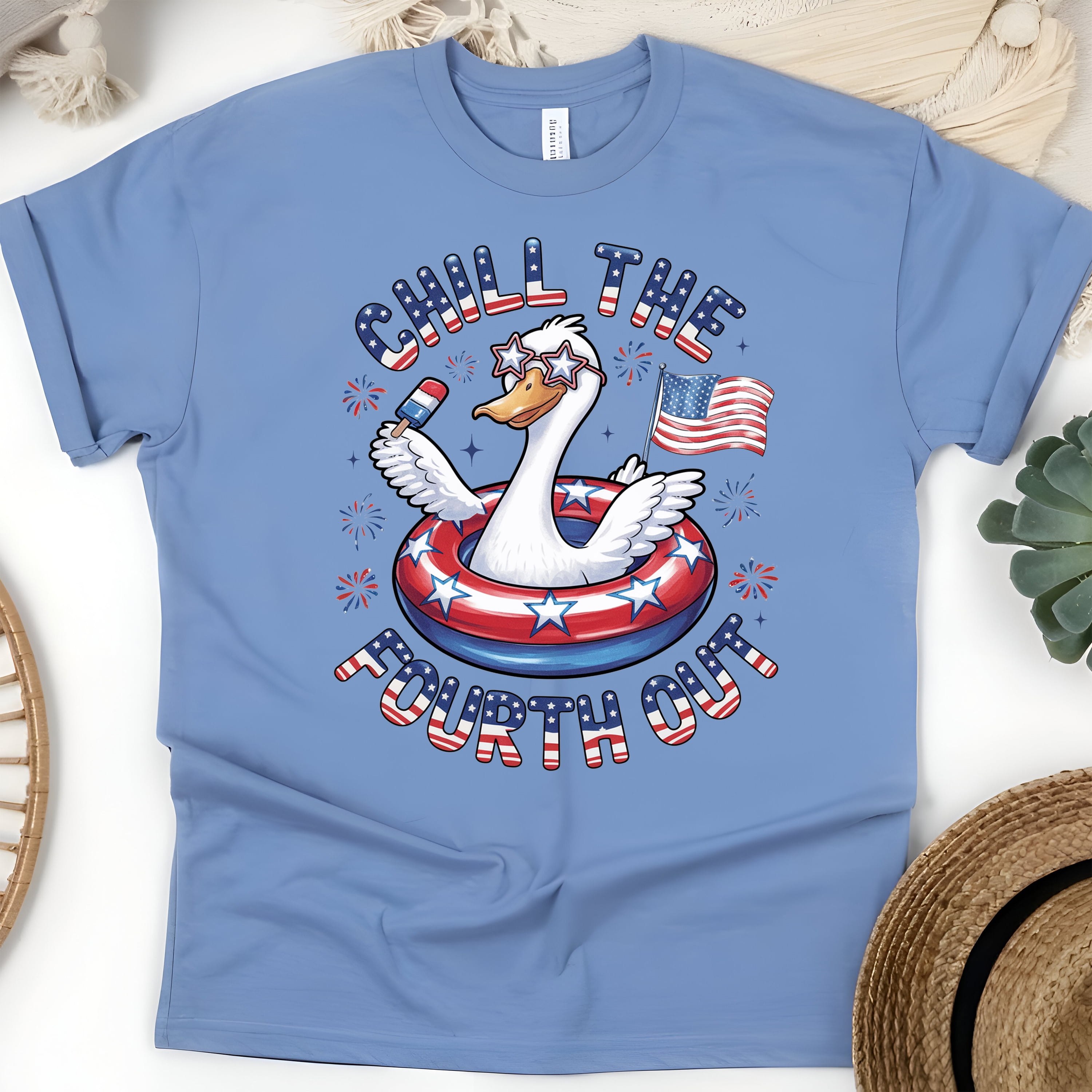 Chill the Fourth Out Goose Shirt – USA 4th of July Star Float Tee ...