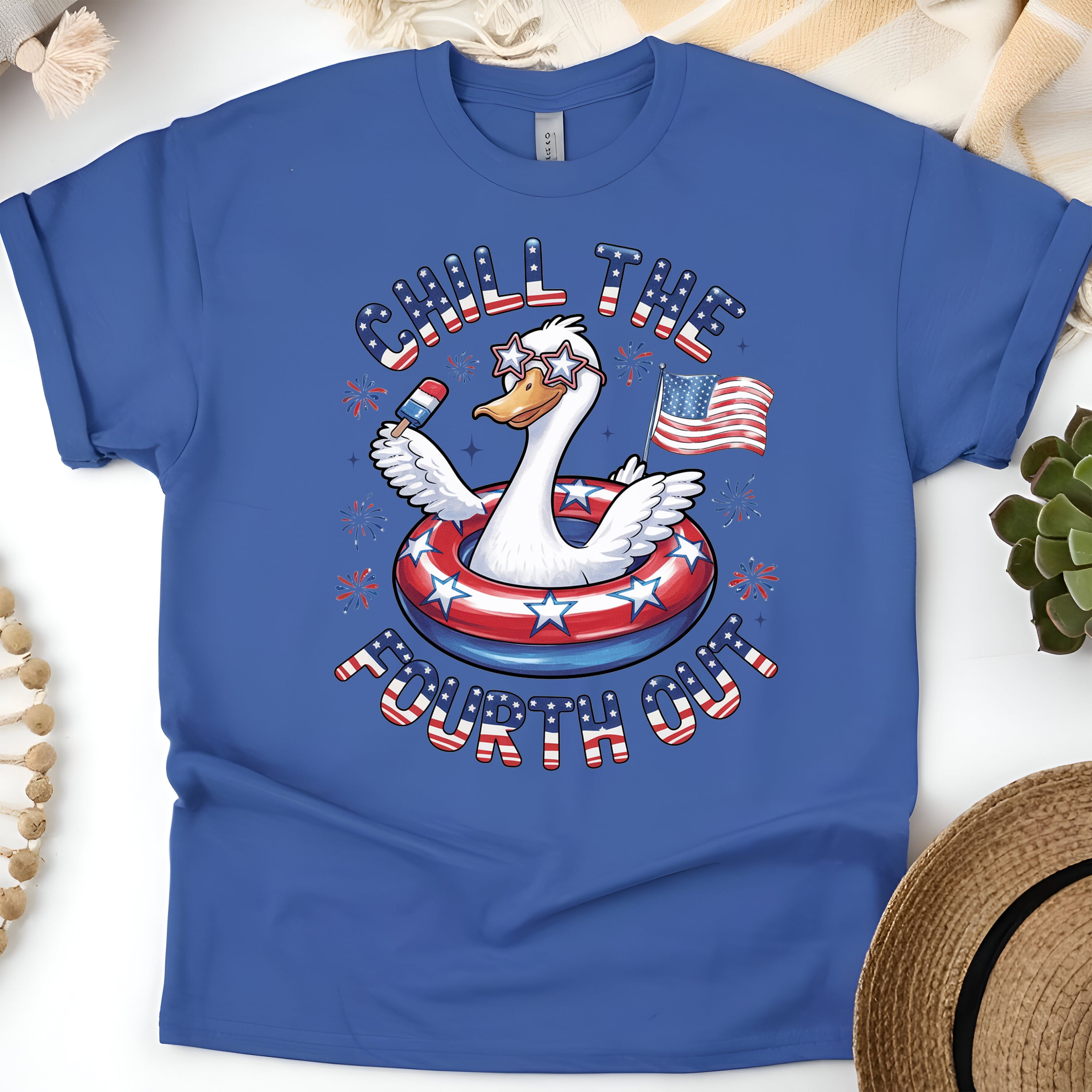 Chill the Fourth Out Goose Shirt – USA 4th of July Star Float Tee ...
