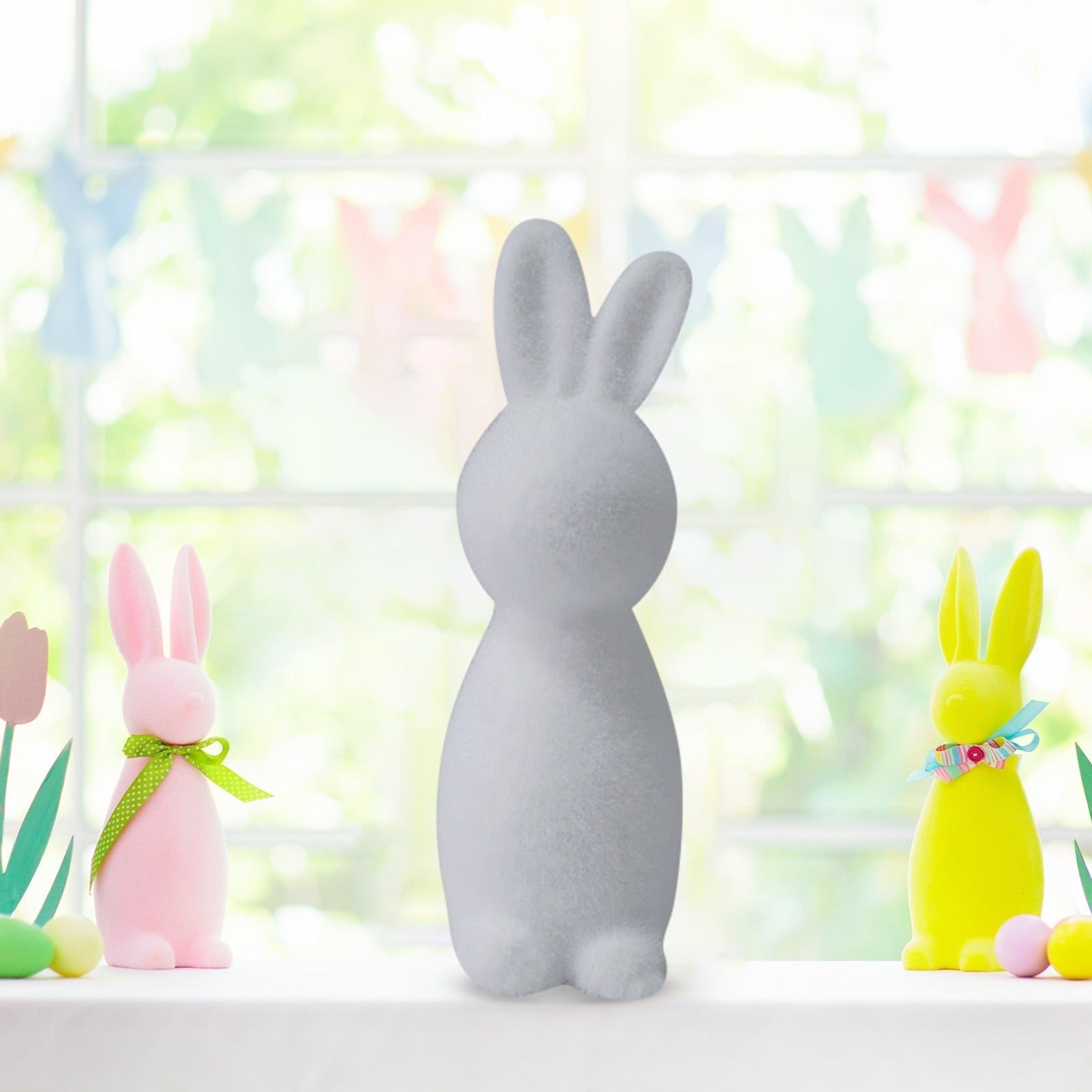 ChillCheer Easter Flocked Bunny Decor,White,7.48 Inch,2PCS,the Fun Way ...