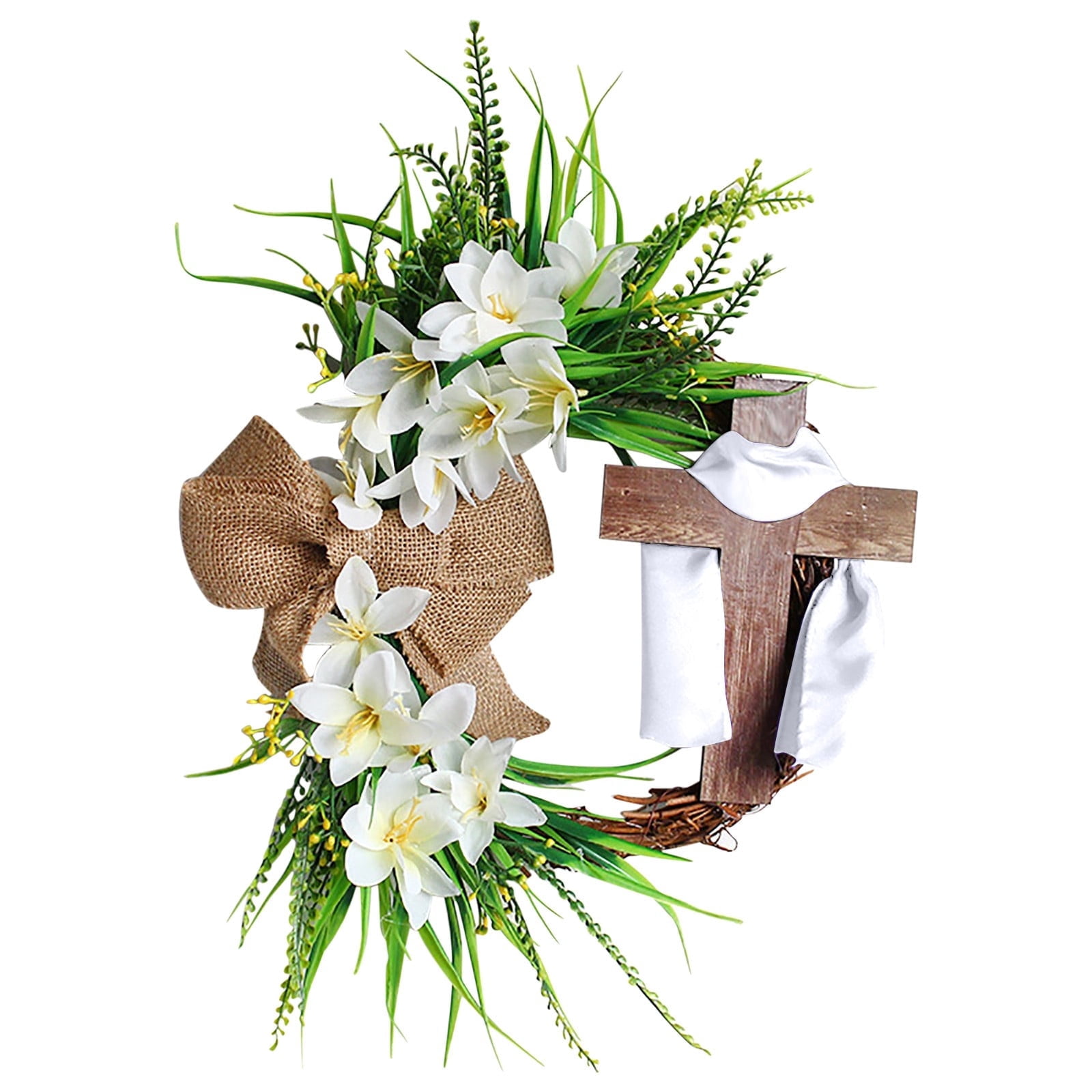 ChillCheer Easter Wreath Cross Door Sign Easter Door Sign Easter Wooden ...