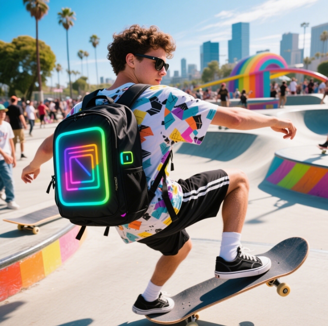 ChillCheer Unisex Smart LED Backpack with Colorful LED Sign Panel and ...