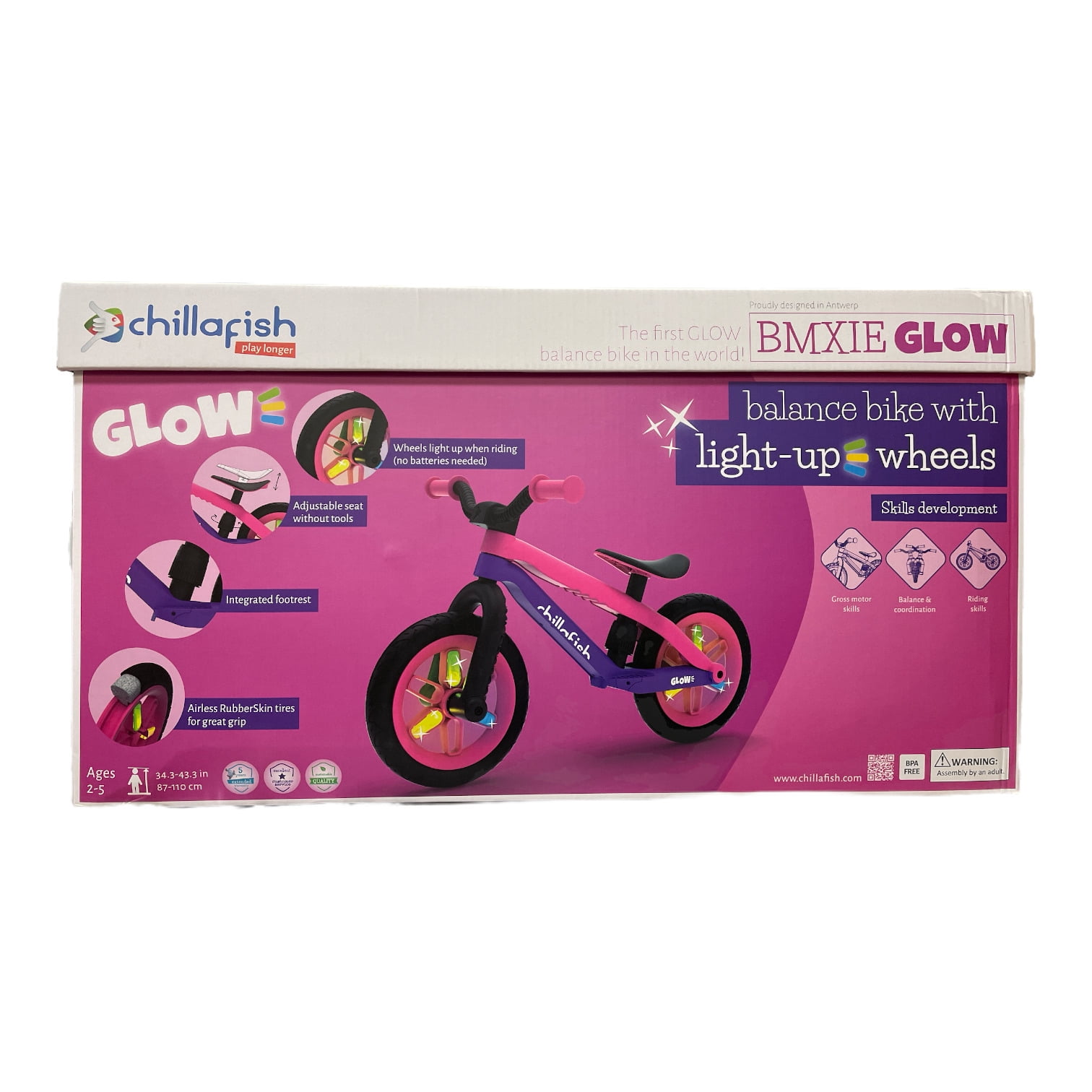 Chillafish BMXie GLOW Beginner Kids Toddler Lightweight Balance Bike ...