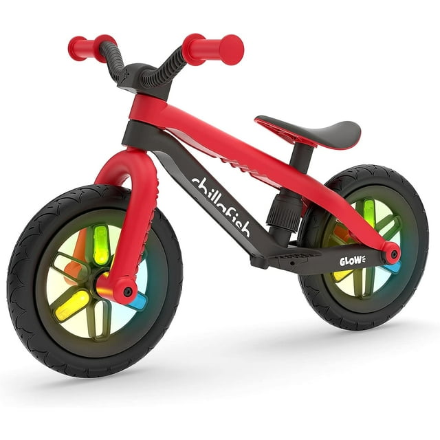 Chillafish BMXie Glow lightweight balance bike with light-up wheels when riding, for kids 2 to 5 ...