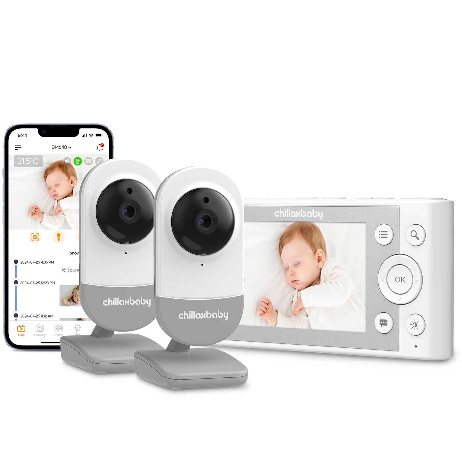 Chillax Daily Video Baby Monitor - WiFi Smart Baby Monitor with Two ...