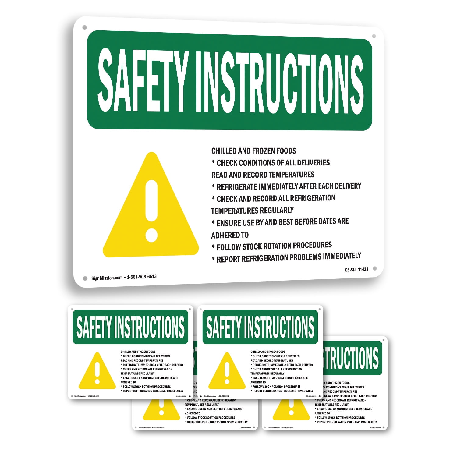 Chilled And Frozen Foods Check With Symbol OSHA Safety Instructions ...