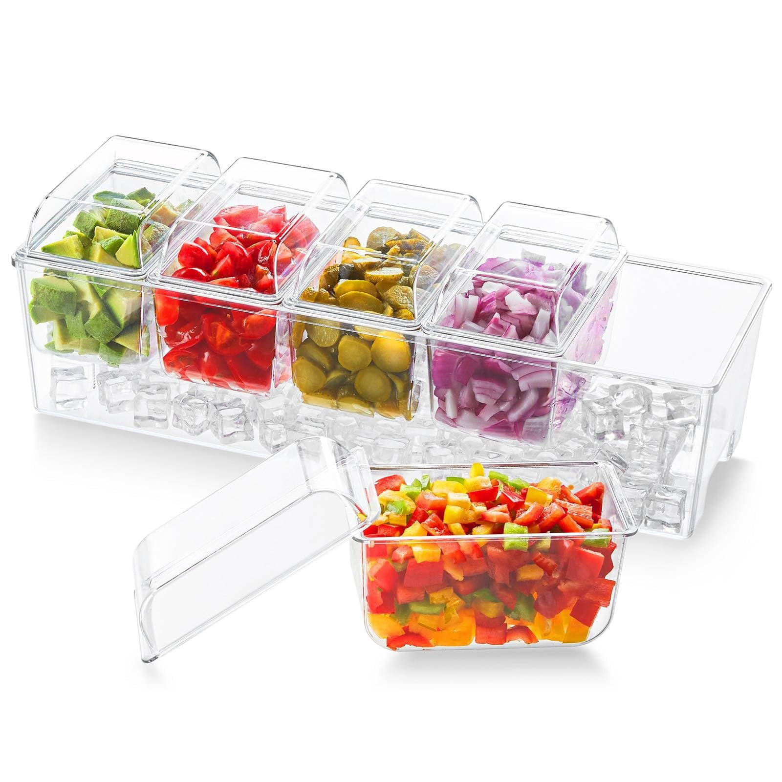 Chilled Condiment Box 5 Containers Condiment Server With Individual Lid ...