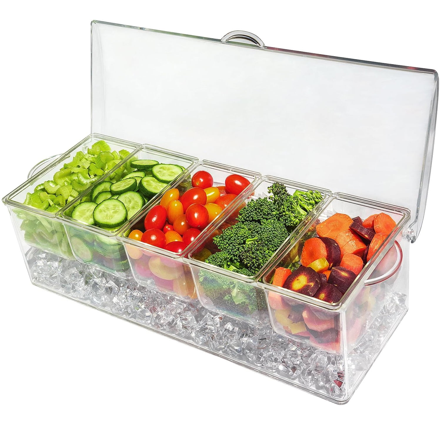 Walmart Chilled Condiment Server, 5-Compartment, Clear Tray with Lid ...