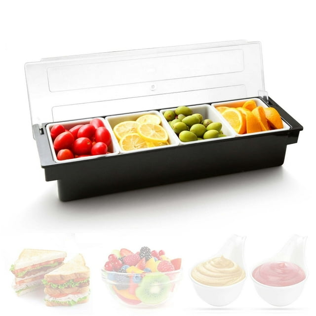 Chilled Condiment Server with Lid, 4 Tray Ice Chilled Fruit Salad ...