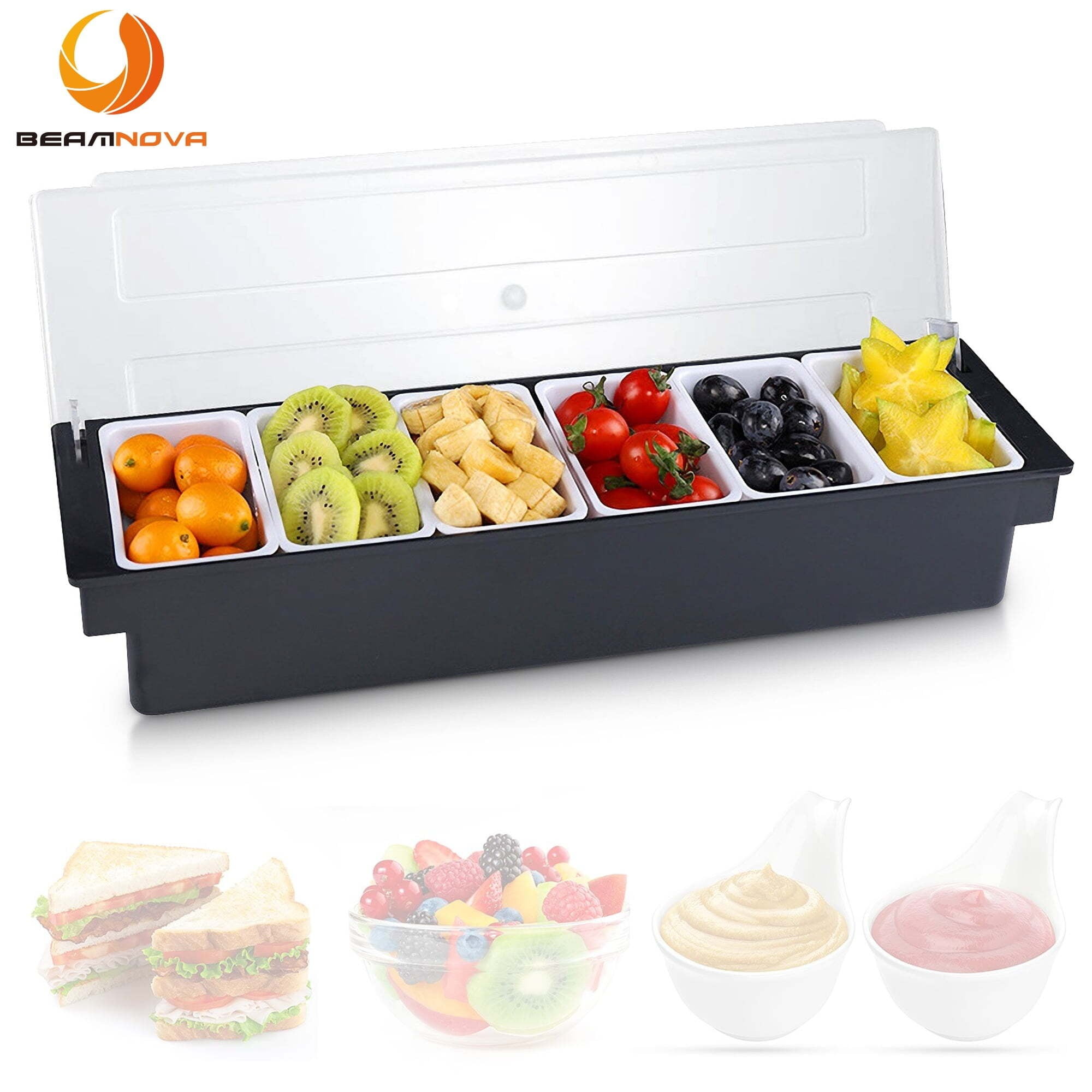 Chilled Condiment Server with Lid, 4 Tray Ice Chilled Fruit Salad ...