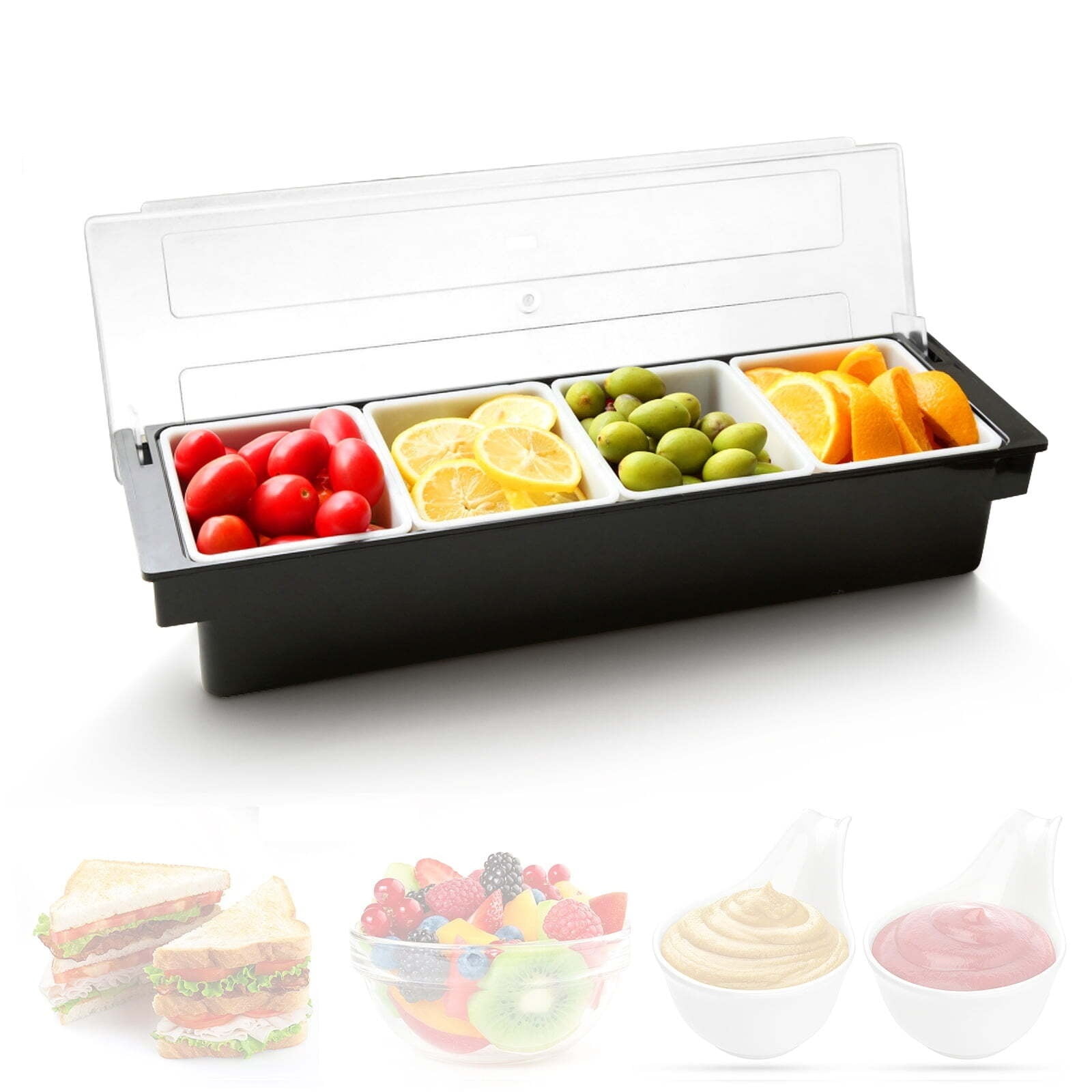 Chilled Condiment Server with Lid, 4 Tray Ice Chilled Fruit Salad ...