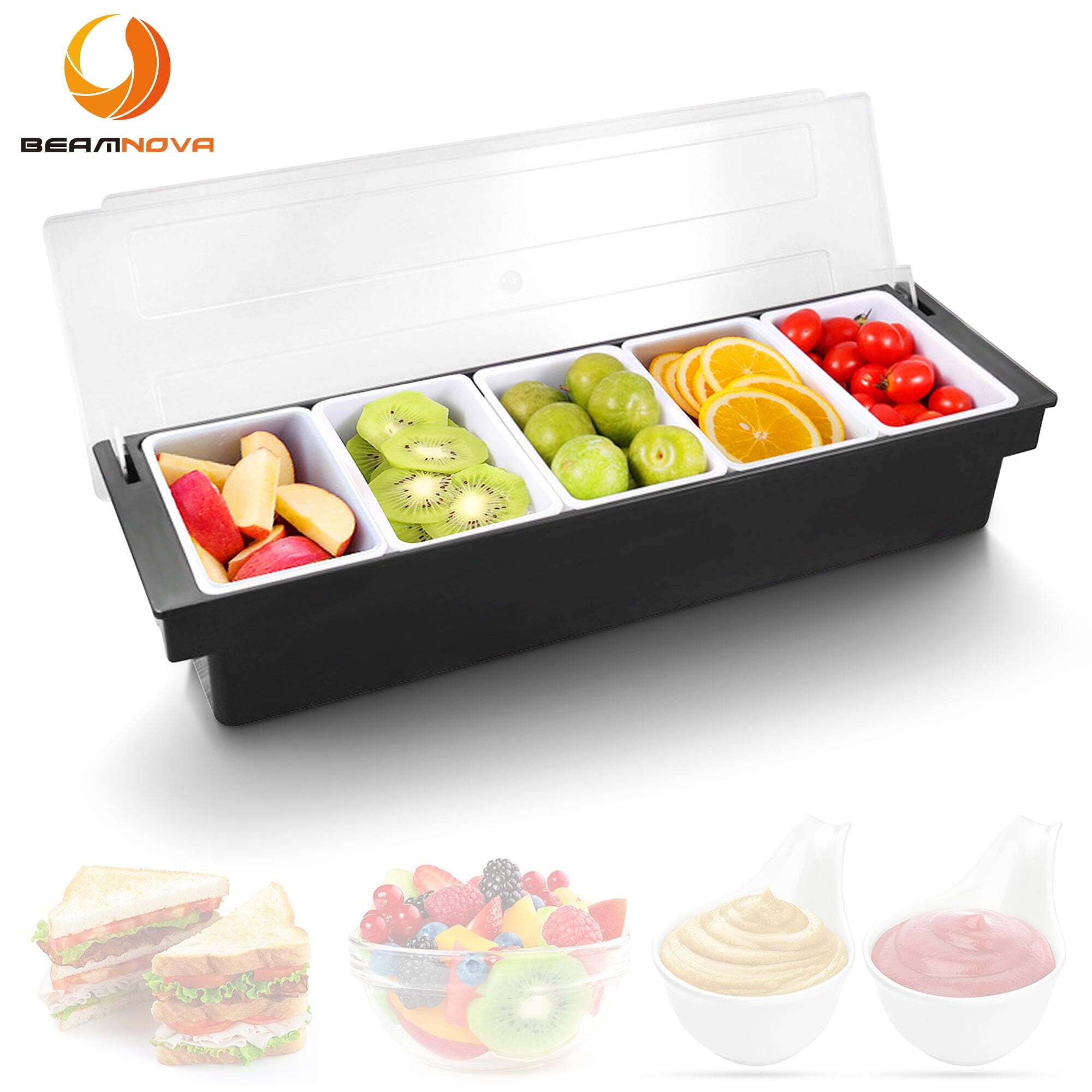 Chilled Condiment Server with Lid, 4 Tray Ice Chilled Fruit Salad ...