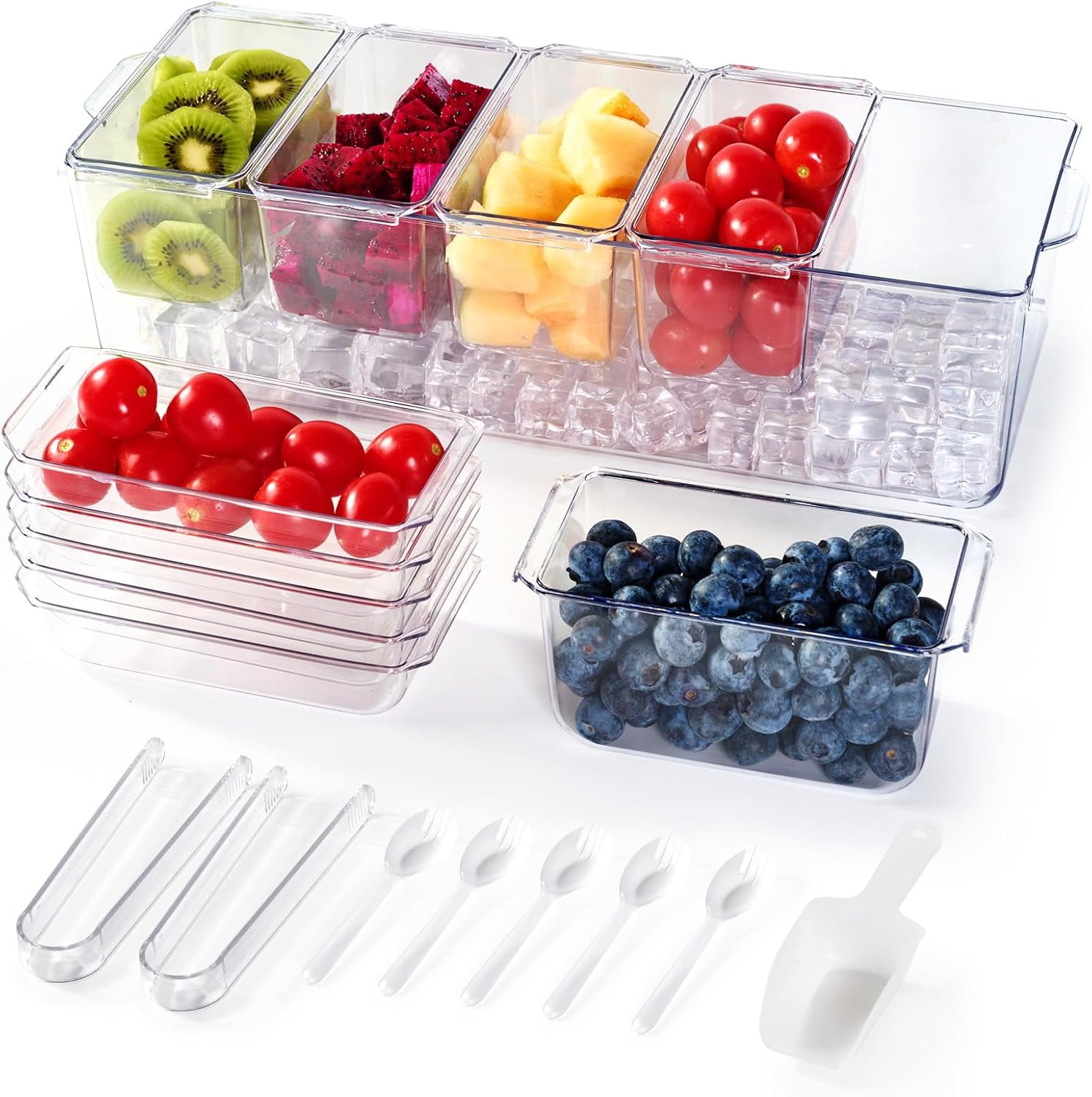 Chilled Condiment Tray Server with Containers and Removable ...