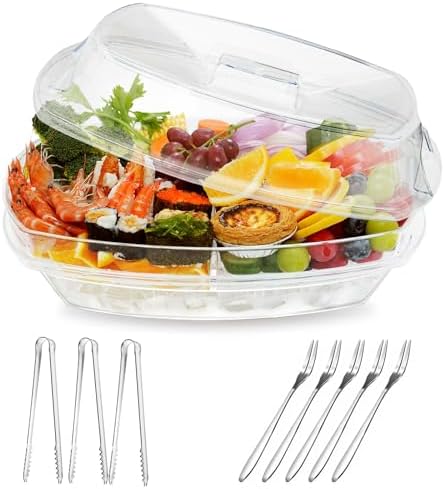 Chilled Ice Serving Tray, 15." Ice Chilled Party Platter, 3 Layers ...