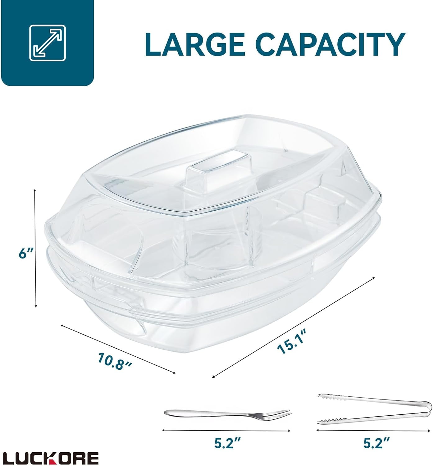 Chilled Ice Serving Tray with 3 Layers, 15.1" Party Platter for Fruits ...