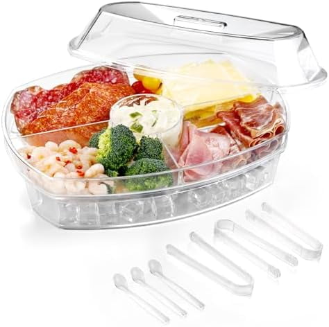 Chilled Serving Tray for Parties,15" Clear Plastic Party Platter ...