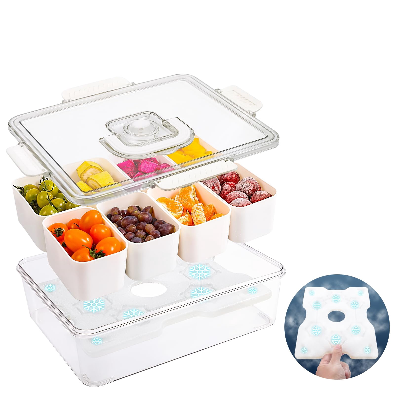 Chilled Serving Tray, Snackle Box Container with Handle, Platter Tray ...