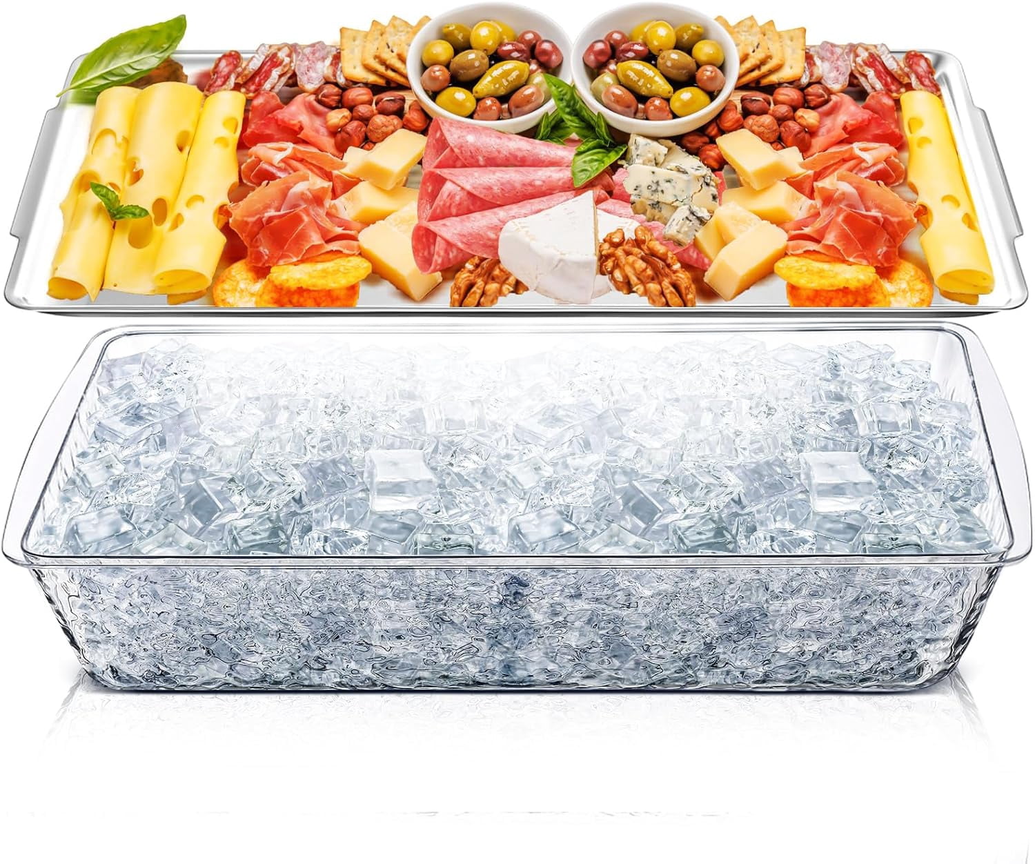 Chilled Serving Tray for Parties with Compartments Rectangle Serving ...