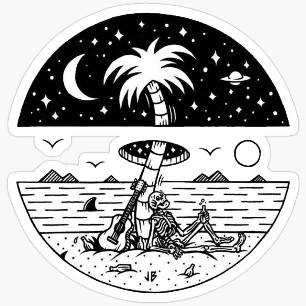 Chilled Skeleton Glossy Stickerphone Decal Water Bottle Stickers, Vinyl ...