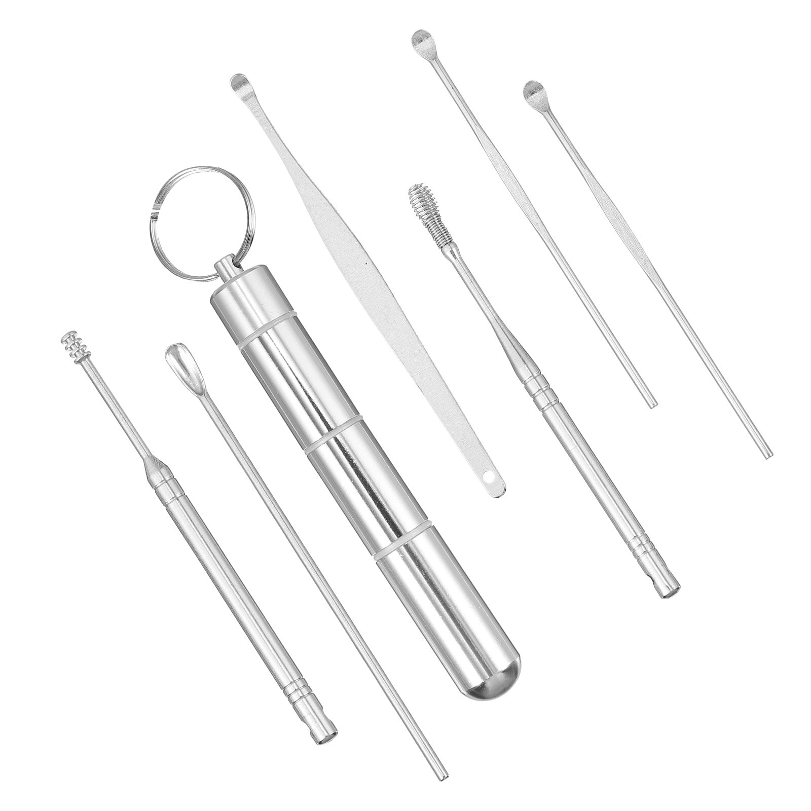 1 Set 7Pcs Ear Picks Tools with Earwax Spoons Silver - Walmart.com