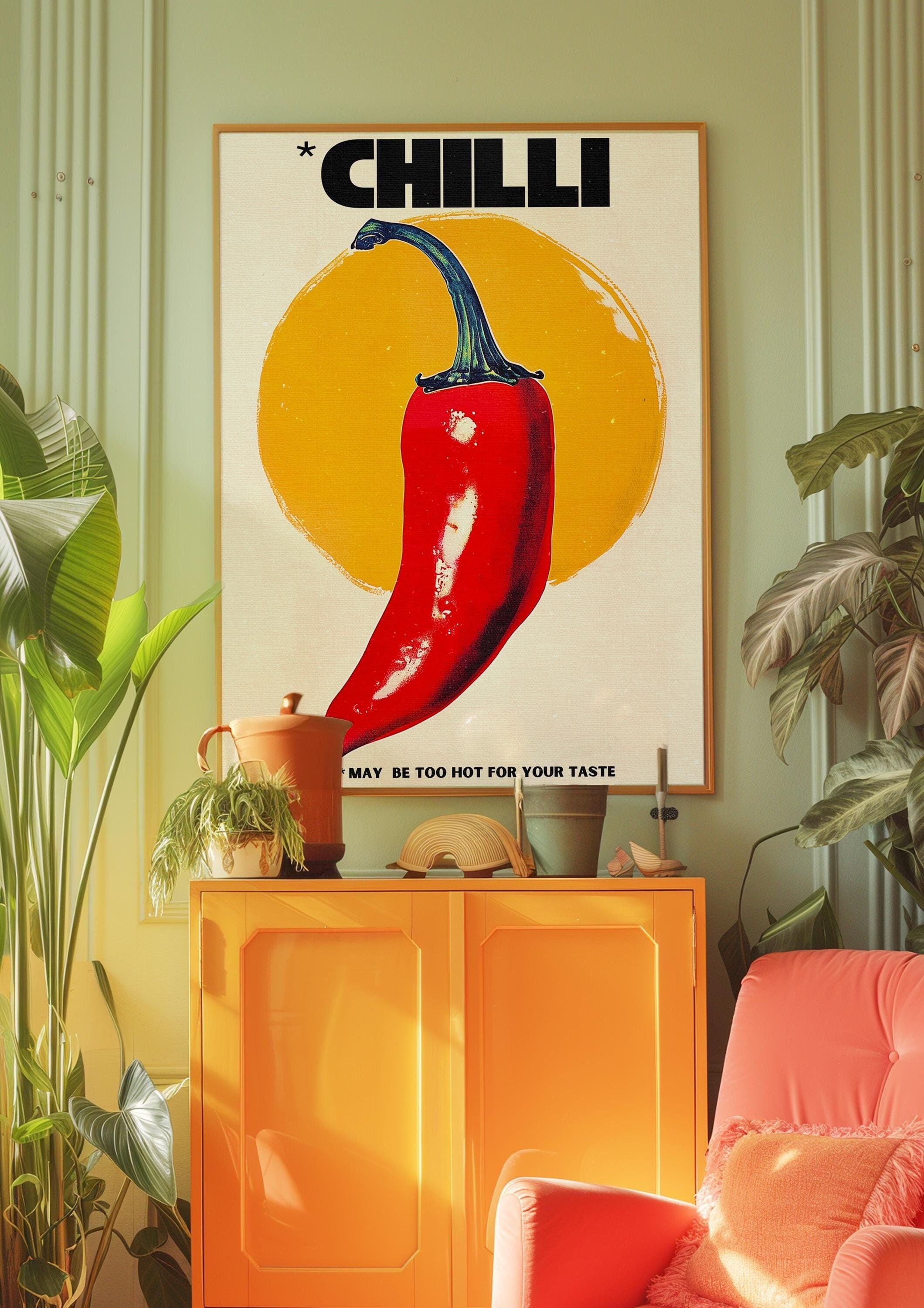 Chilli Pepper Poster: 70s Retro Kitchen Wall Art - Walmart.com
