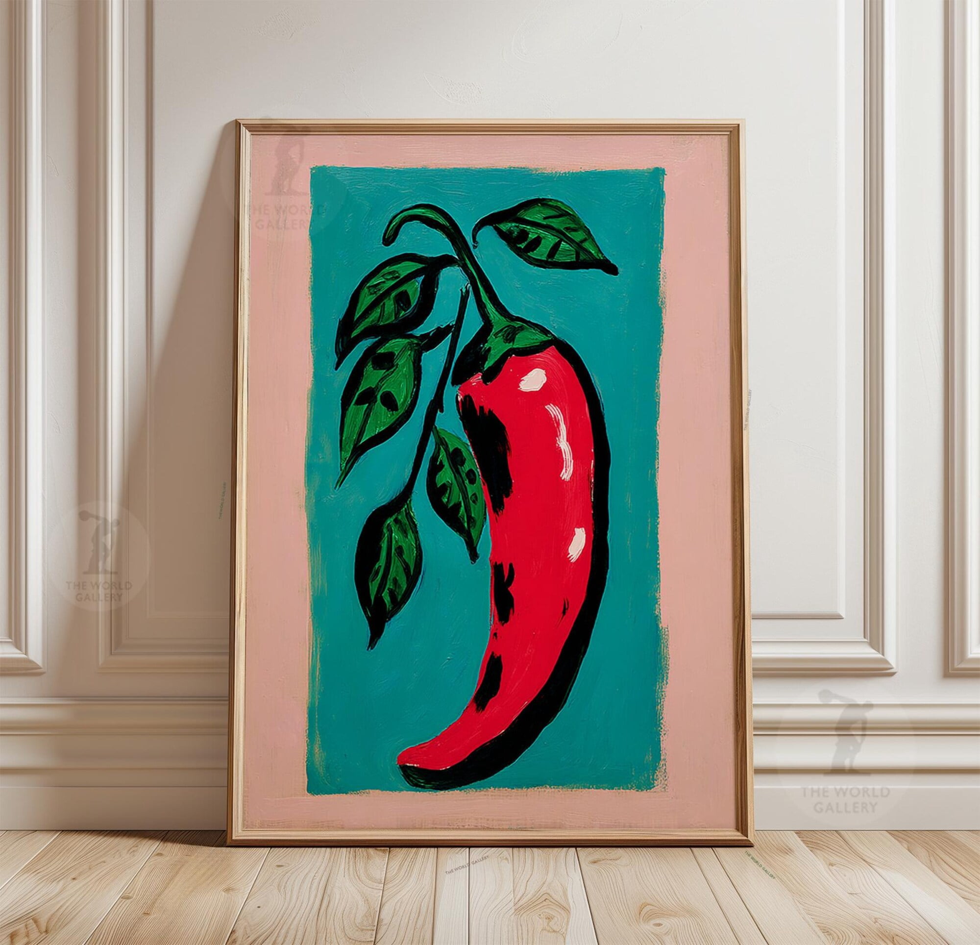 Chilli Pepper Poster Bold Kitchen Wall Art Food Illustration Print Red ...