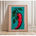 Chilli Pepper Poster Bold Kitchen Wall Art Food Illustration Print Red ...