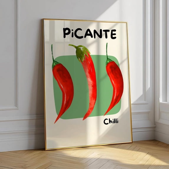 Chilli Pepper Print, 70s Retro Kitchen Wall Art, Unframed Paper Poster ...