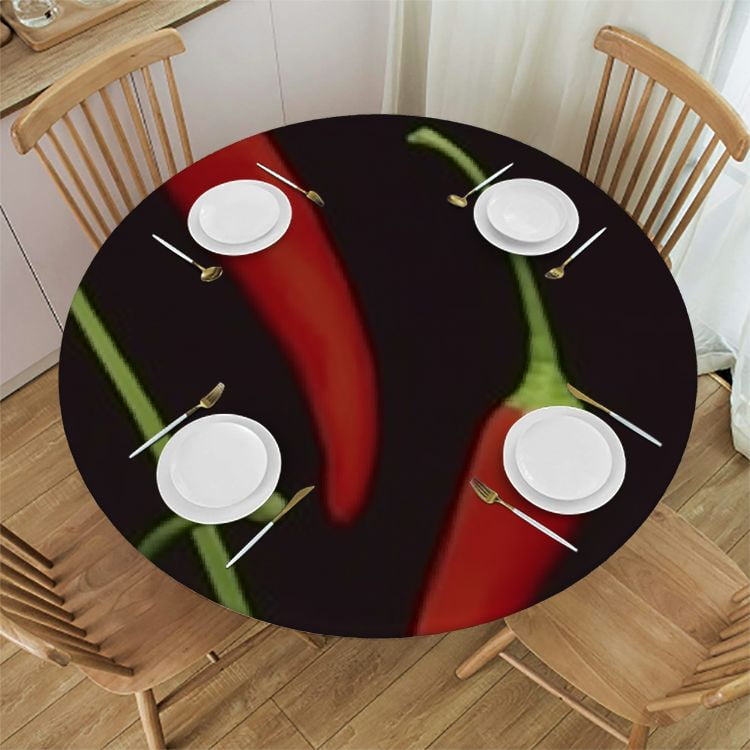 Chilli Pepper Round Tablecloth Food Chilli Spices Pepper Red Black ...