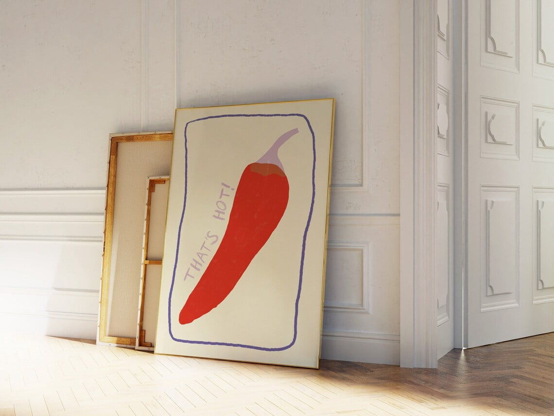 Chilli Print, Chilli Pepper Poster, That’S Hot Print, Foodie Drawing ...