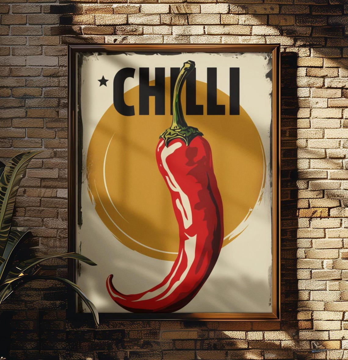 Chilli Retro Style Framed Poster - Vintage Kitchen Wall Art - Handmade ...