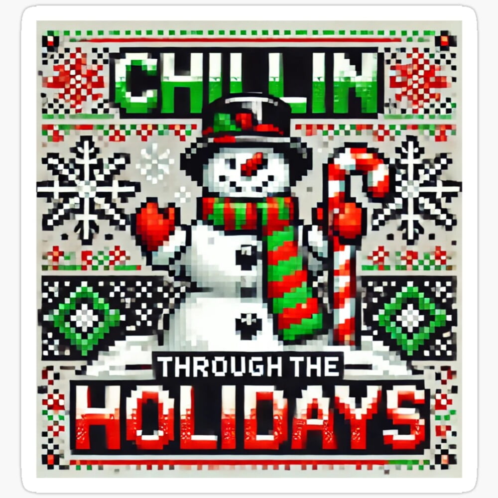 Chillin' Through The Holidays Retro Snowman Glossy Stickerphone Decal ...