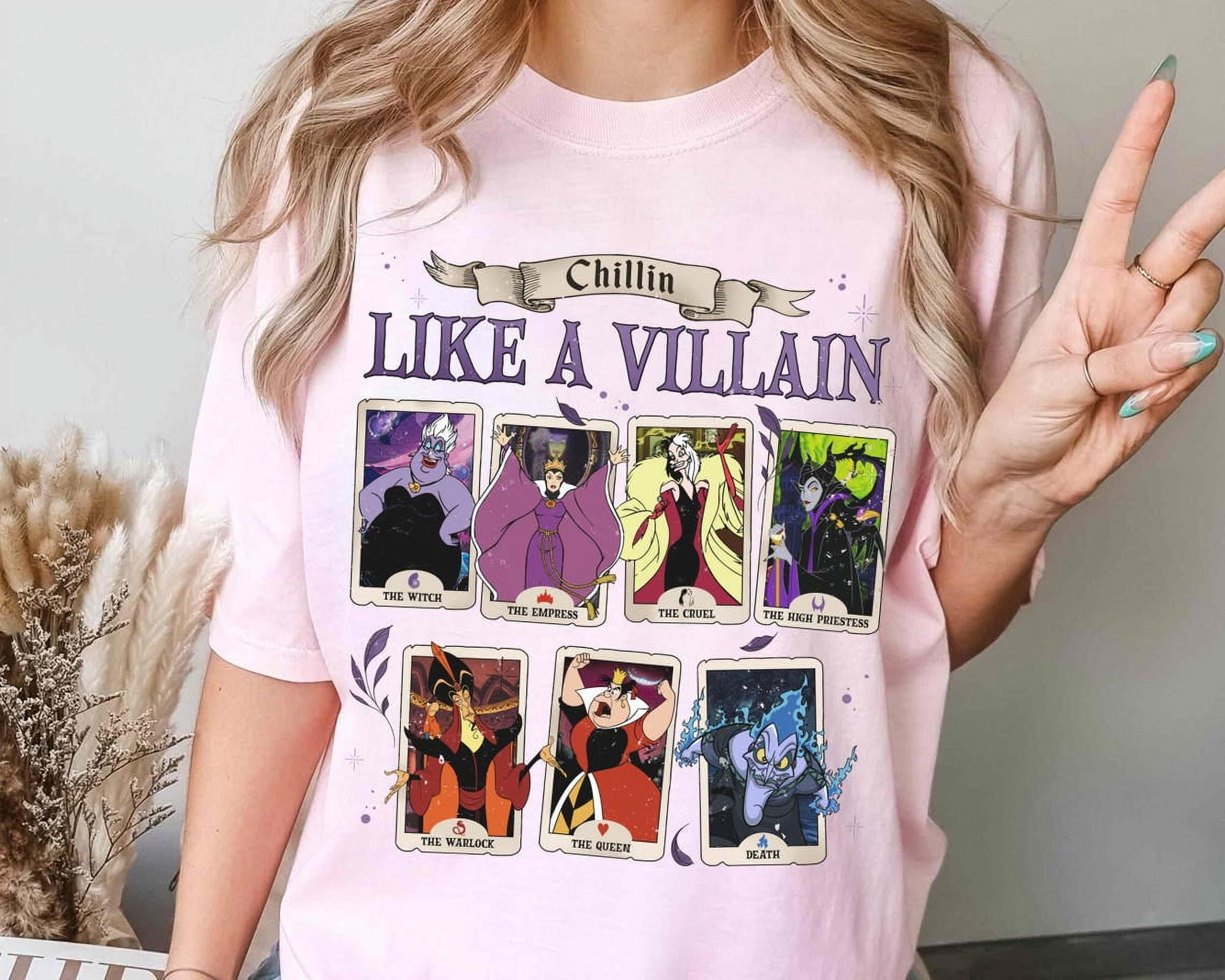 Chillin Like A Villain Tarot Cards T-shirt, Evil Queen Jafar Ursula, Retro Disney Villain Shirt ...