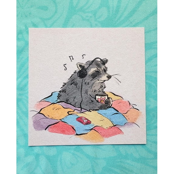Chillin Raccoon Whimsical poster Wall Art Decor 16x24 UNFRAMED ...