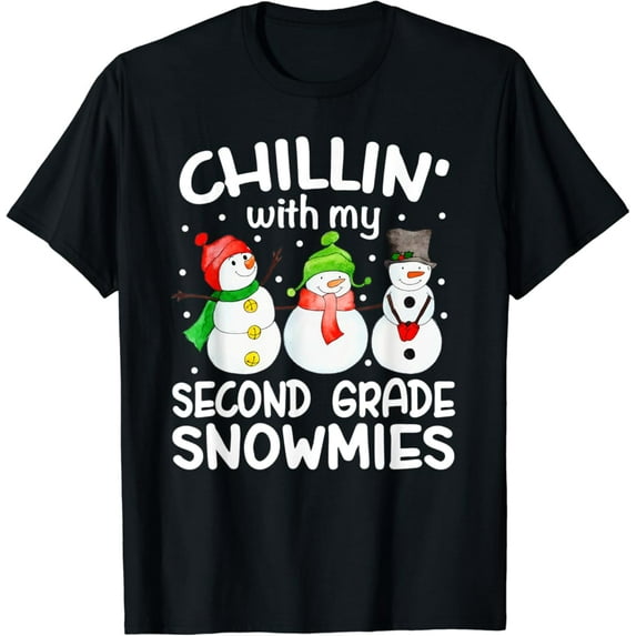 Chillin With My 2nd Grade Snowmies Teacher Pajamas T-Shirt Tshirt All ...
