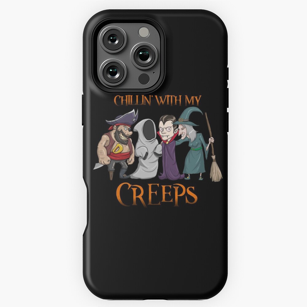 Chillin With My Creeps Halloween Phone Case for iPhone 16 15 14 13 12 ...