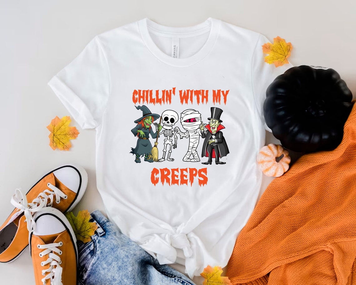 Chillin With My Creeps Shirt, Shirt, Party Shirt, Ghost shirt, Witch ...