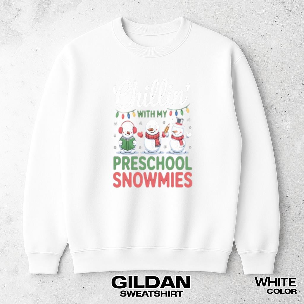 Chillin With My Preschool Snowmies Cute Winter Holiday Retro Art ...