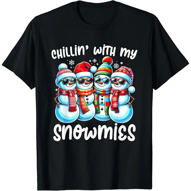 Chillin With My Snowmies Santa Snowman Ts Ugly Christmas T Shirt