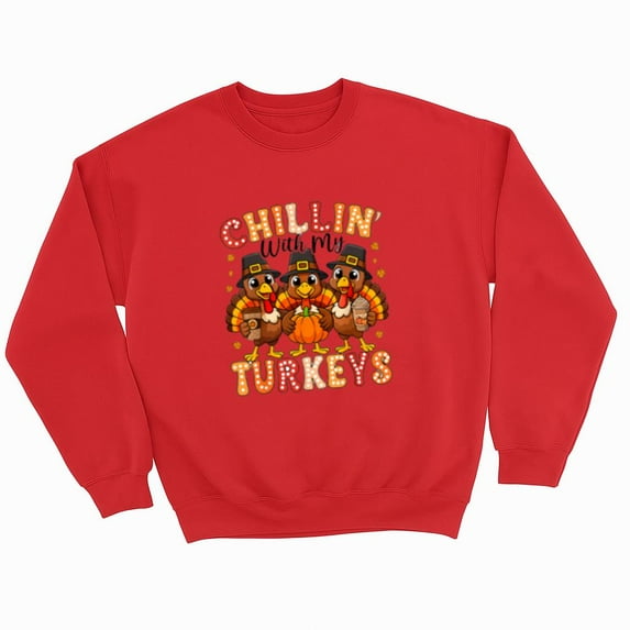 Chillin With My Turkeys Thanksgiving Family Holiday Group Graphic ...