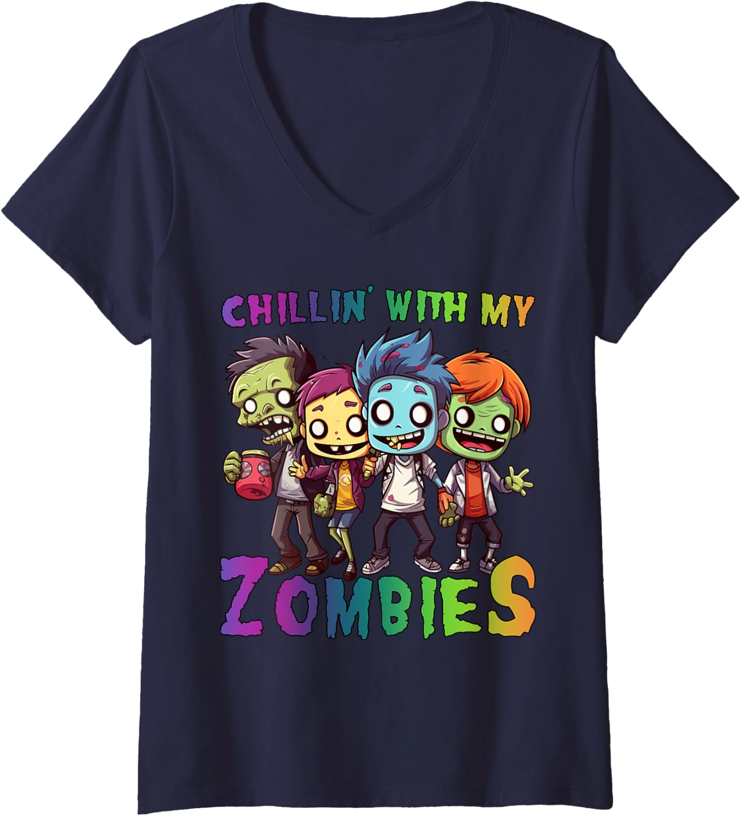 Chillin' With My Zombies T-Shirt - Funny Halloween Design for Spooky ...