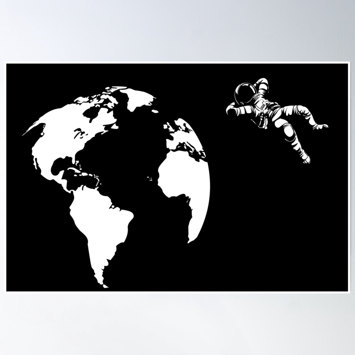 Chilling Astronaut World Map Space Art Poster Wall Art, Modern Wall ...