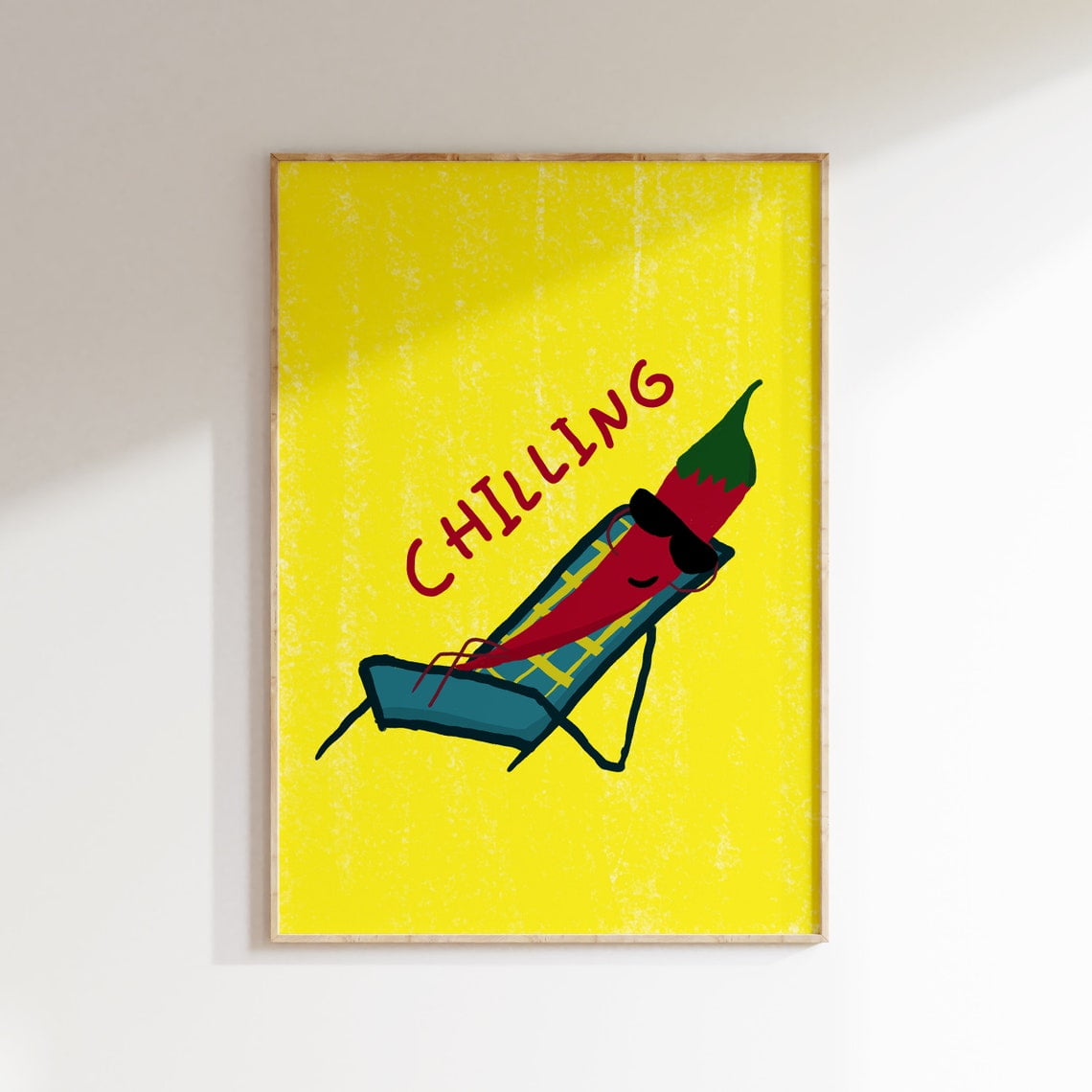 Chilling Chili Hand Drawn Kitchen Print, Retro Foodie Art, Bar Cart ...