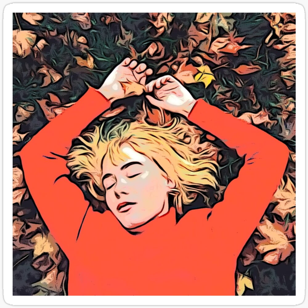 Chilling Girl In Red Sticker Phone Decal Water Bottle Stickers Car ...